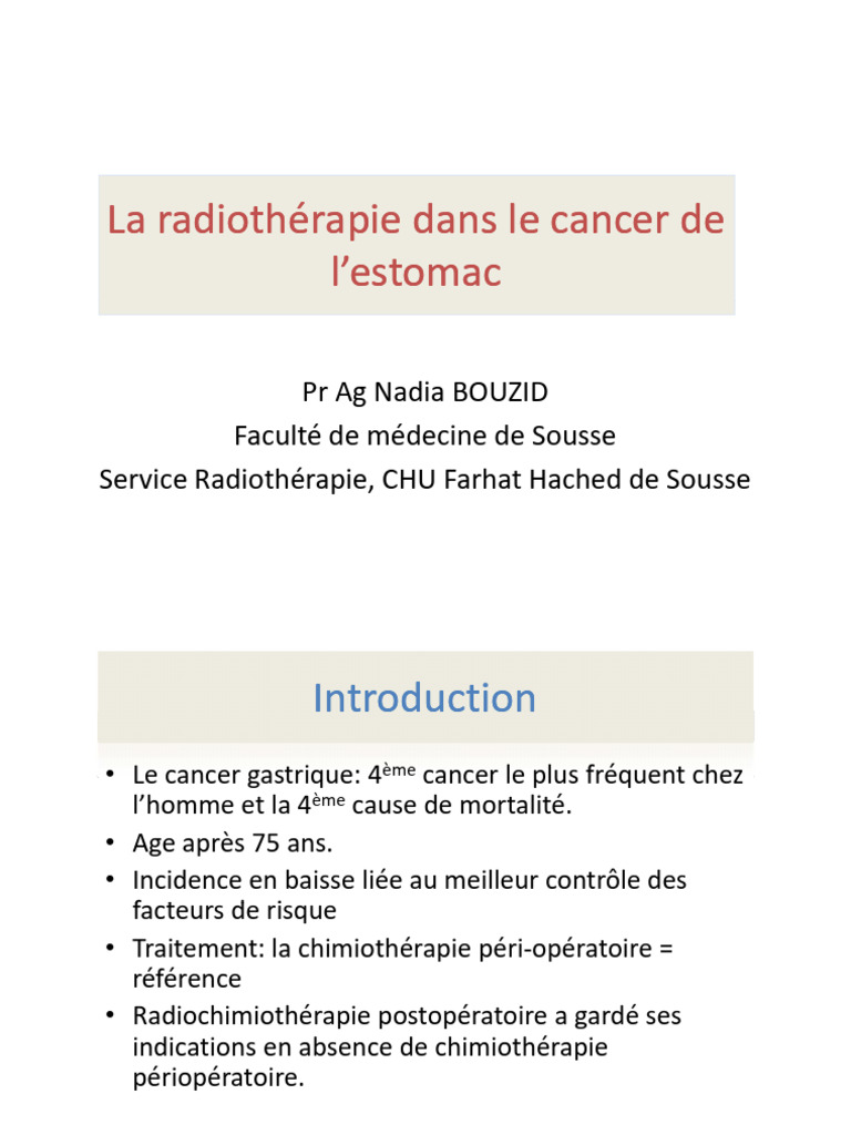 Radiothérapie dans le cancer de l'estomac | PDF | Radiothérapie | Cancer