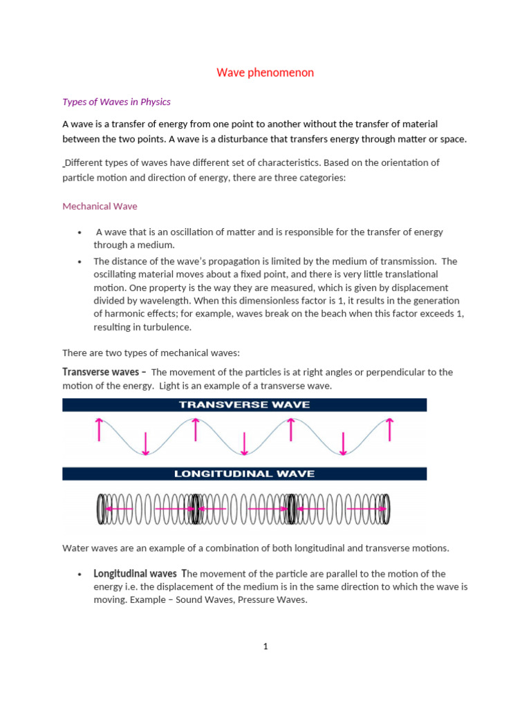Wave phenomenon-1 | PDF | Waves | Polarization (Waves)
