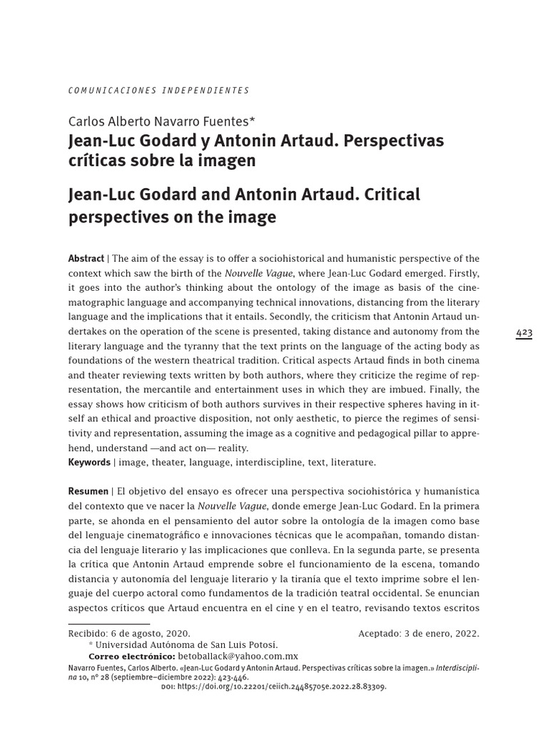 Jean Luc Godard y Antonin Artaud Perspec | PDF | Surrealismo