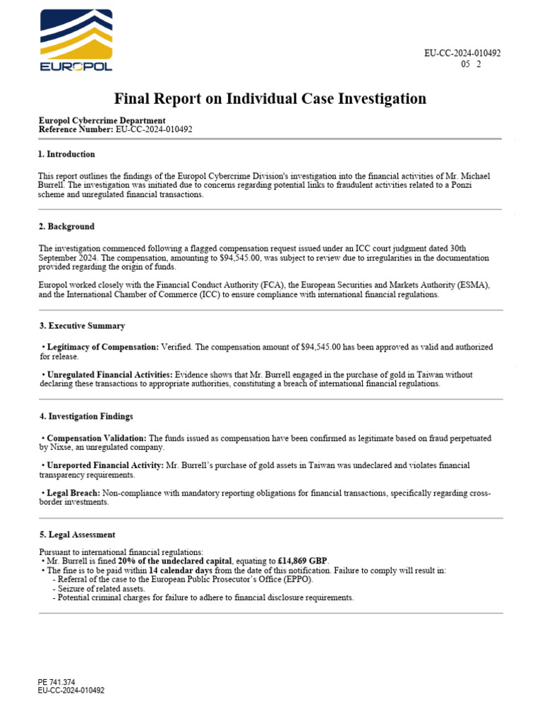 Final Report On Individual Case Investigation | PDF | Regulatory ...