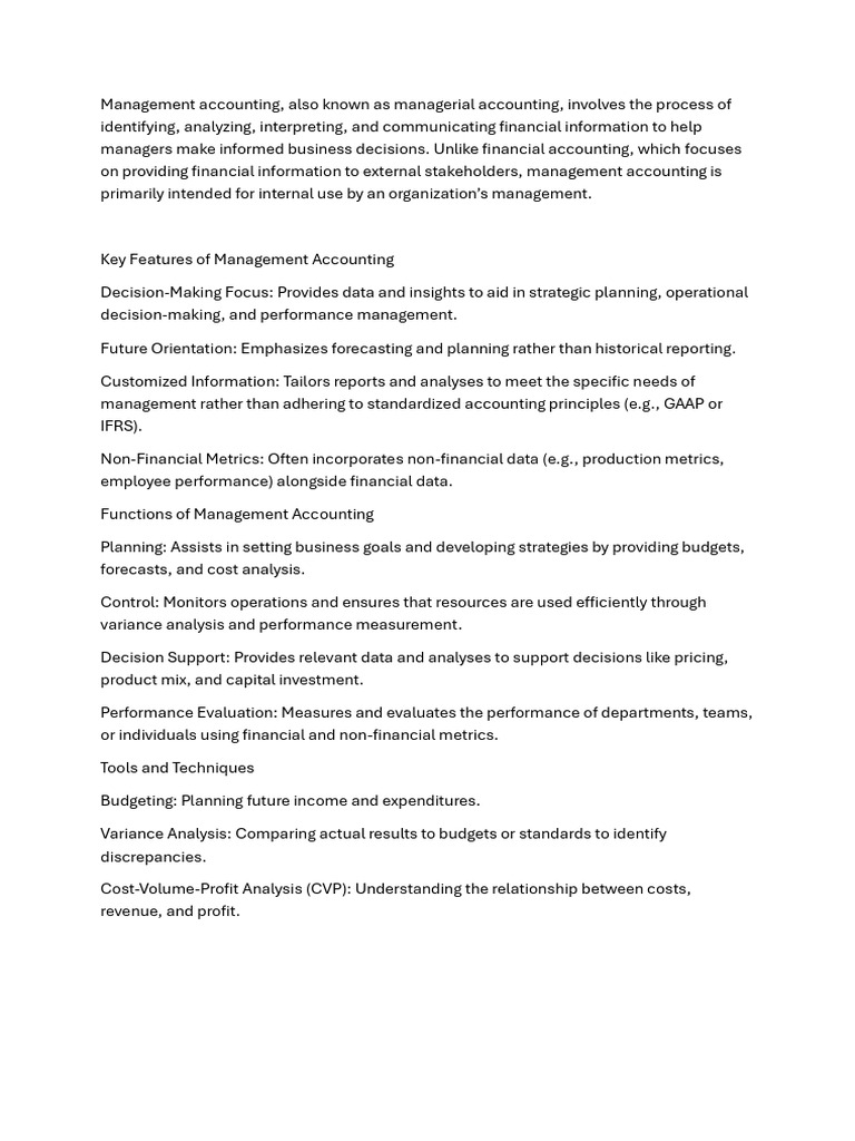 Management Accounting | PDF | Management Accounting | Performance Indicator