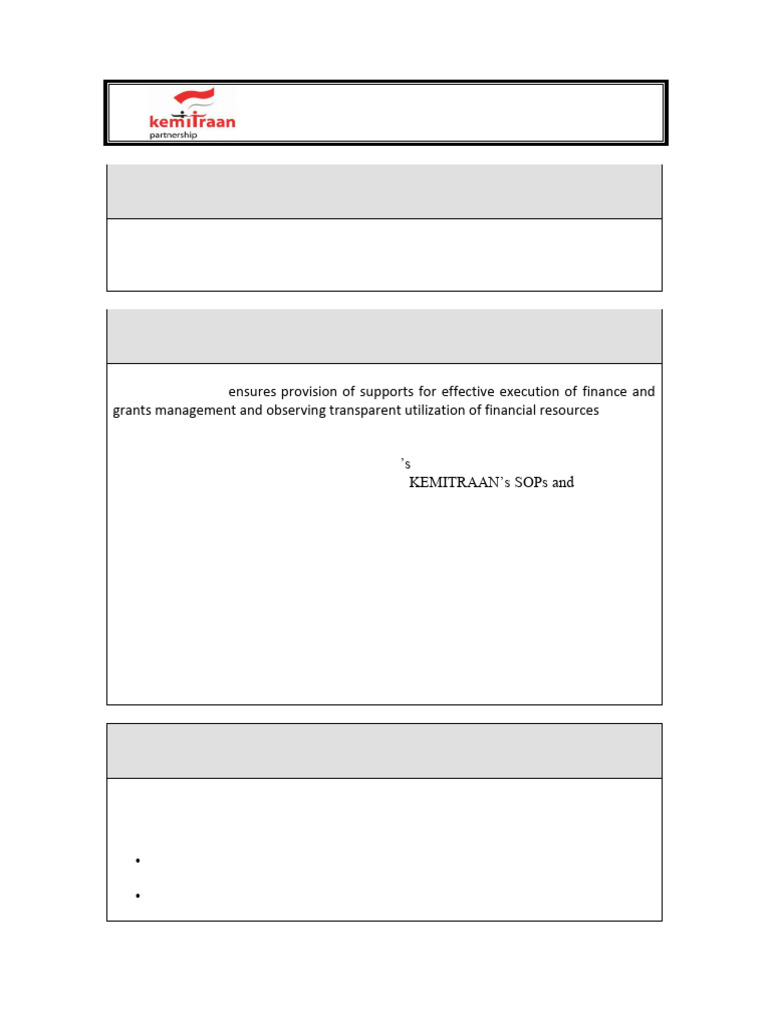 TOR-Finance-and-Grant-Officerrev-2024- | PDF | Communication | Negotiation