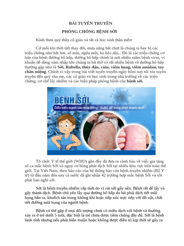 BÀI TT PC BỆNH SỞI | PDF