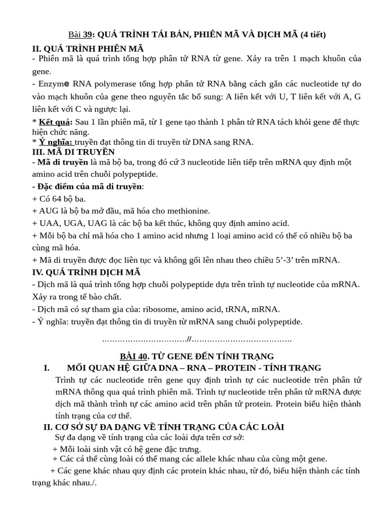 SINH 9 - Học sinh ghi vào vở bài học | PDF