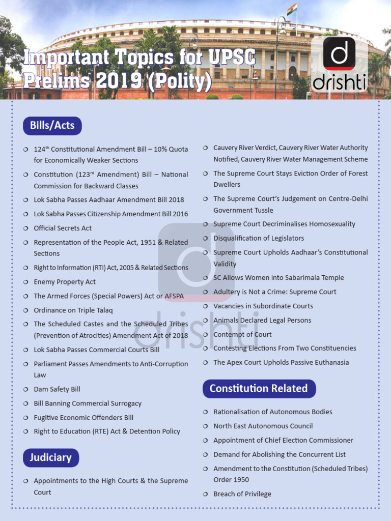Key Polity Bills for UPSC Prelims 2019 | PDF | Supreme Court Of India ...