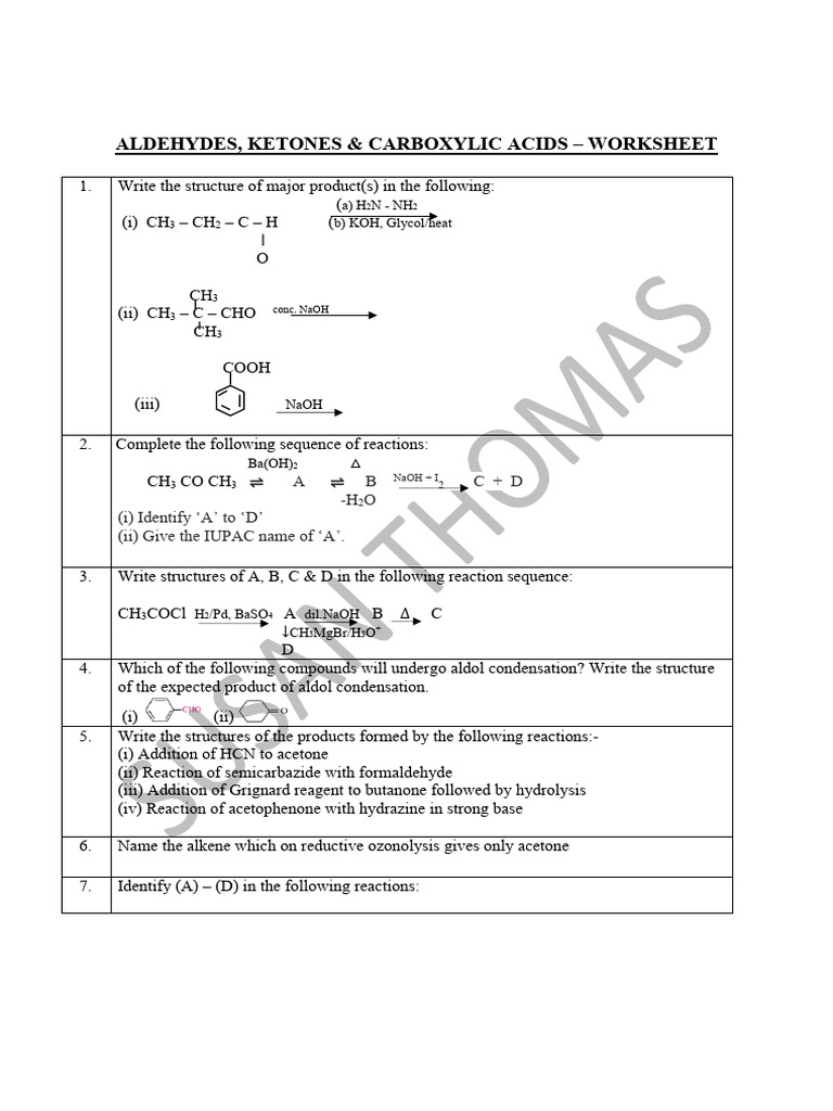 Rcho, Rcor & Rcooh - Complete Equations | PDF | Aldehyde | Chemistry