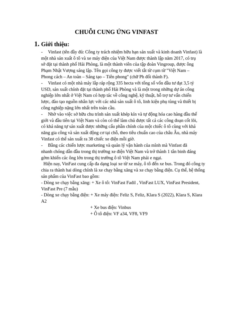 Chu I Cung NG Vinfast | PDF