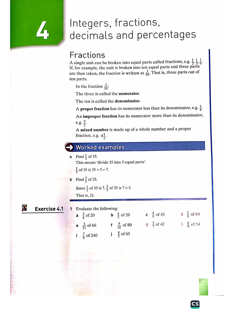4 Integers, Fractions, Decimals and Percentages | PDF