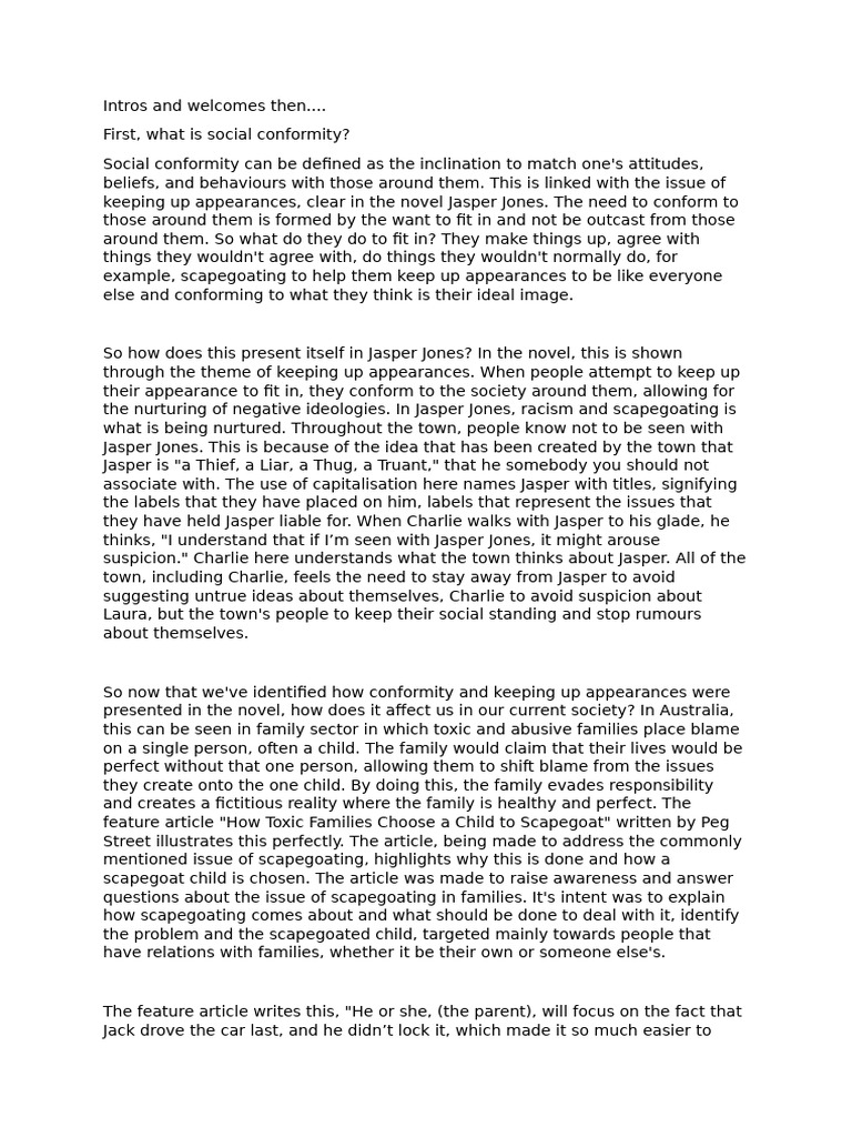 Social Conformity in Jasper Jones | PDF | Behavioural Sciences | Psychology