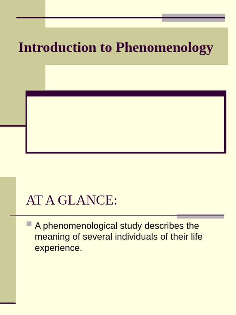 Understanding Phenomenology in Research | PDF | Experience ...