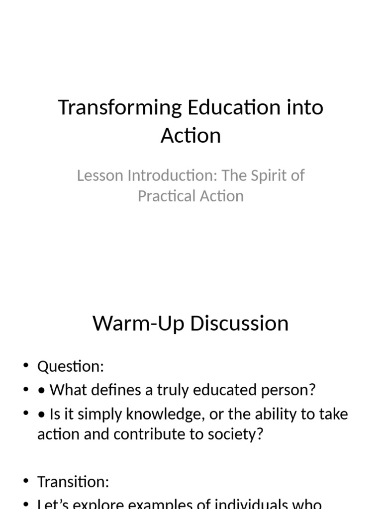 Transforming Education Into Action | PDF
