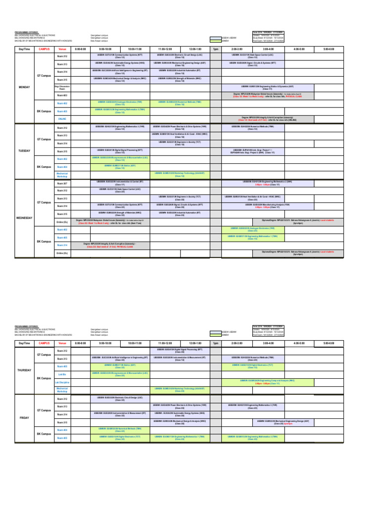 Engineering Programs Schedule 2024 | PDF | Mechanical Engineering ...