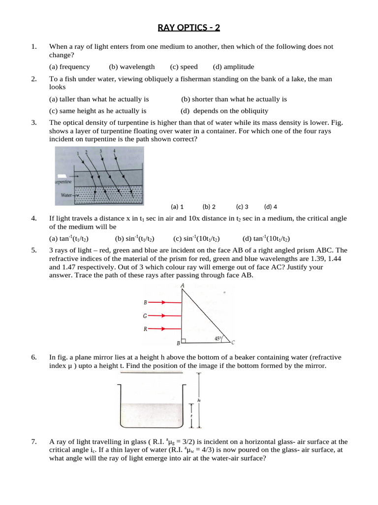 Ray optics- 2(refraction) | PDF | Refraction | Optics Ray optics- 2(refraction) | PDF | Refraction | Optics