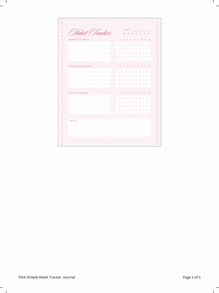 Pink Simple Habit Tracker Journal | PDF