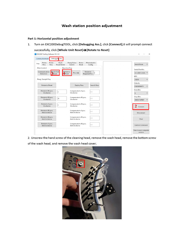 Chemistry-EXC200-Techique Guide-3.wash Station Position Adjustment | PDF