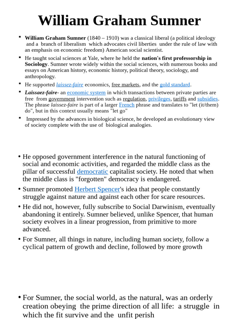 William Graham Sumner | PDF | Laissez Faire | Social Psychology