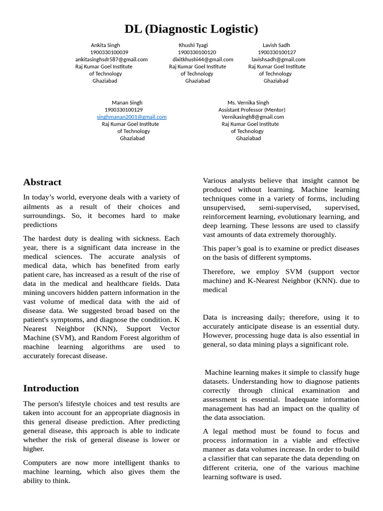 research paper | PDF | Support Vector Machine | Machine Learning