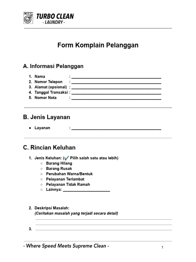 Form Komplain | PDF