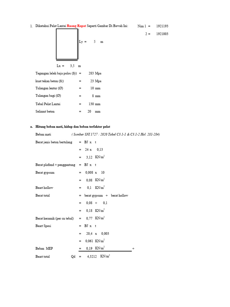 Perhitungan pelat lantai | PDF