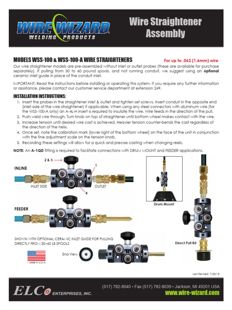 WSS-100_WireStraightener_Instructions | PDF | Wire | Electrical Connector