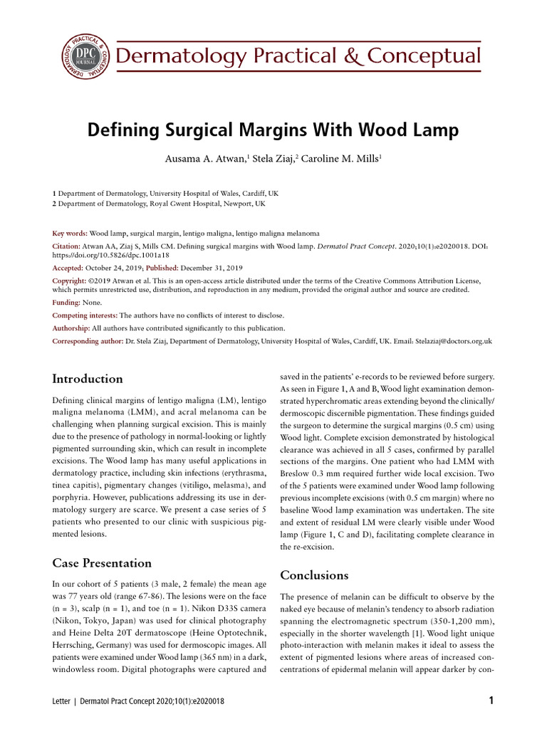 2020 - Atwan A - Defining Surgical Margins With Wood Lamp | PDF ...