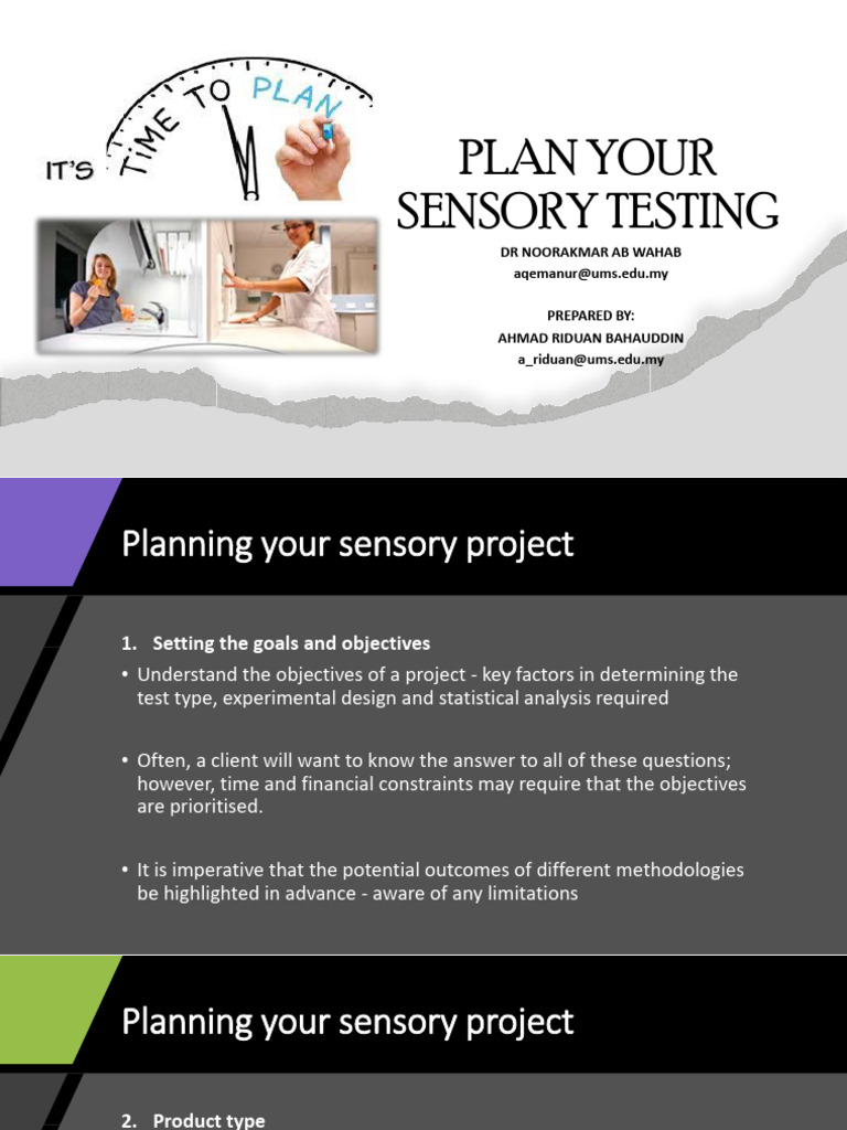 Sensory Testing Project Guide | PDF | Methodology | Design Of Experiments