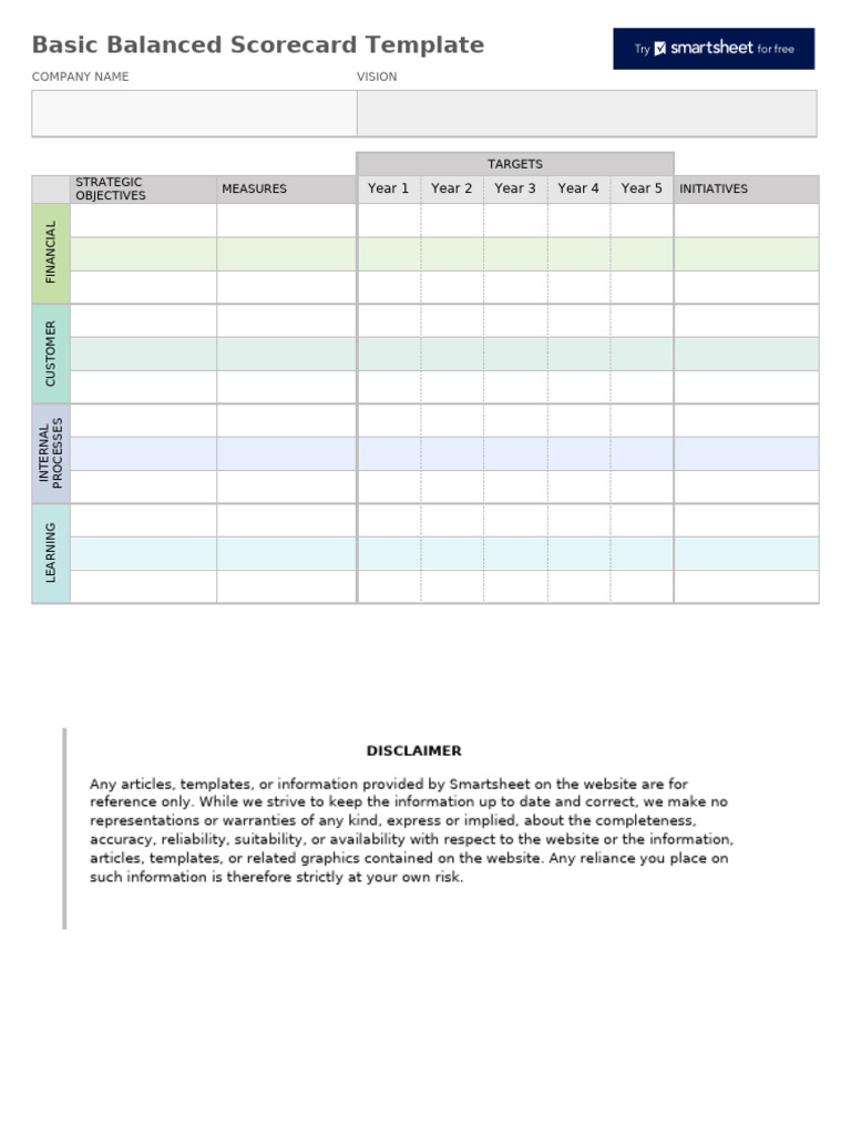 Ic Basic Balanced Scorecard Template 8996 - Word | PDF