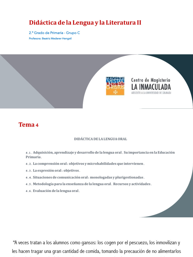 Didáctica de la Lengua Oral en Primaria | PDF | Aquisición de idioma ...
