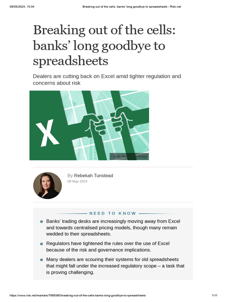 Breaking Out of The Cells - Banks' Long Goodbye To Spreadsheets | PDF ...