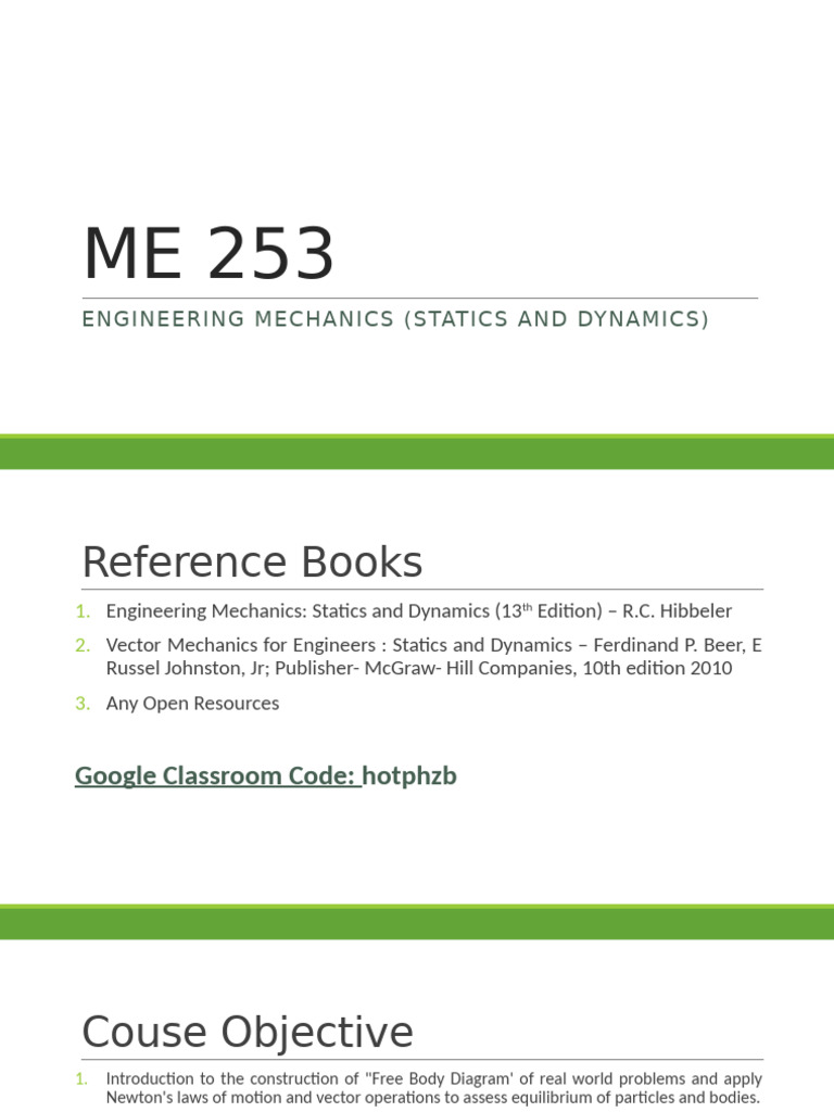 Engineering Mechanics Course Overview | PDF | Force | Mechanics