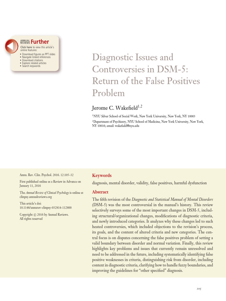 Diagnostic Issues & Controversies in DSM-5 | PDF | Dsm 5 | Diagnostic ...