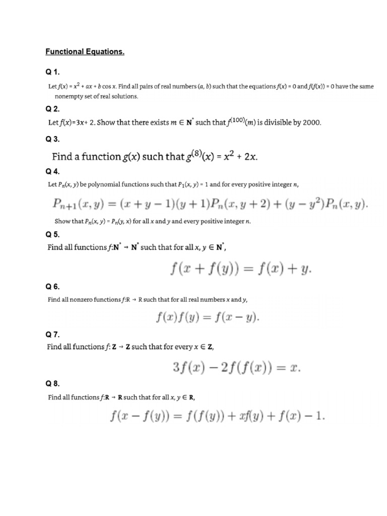 MOTC Assignment - Functional Equations | PDF