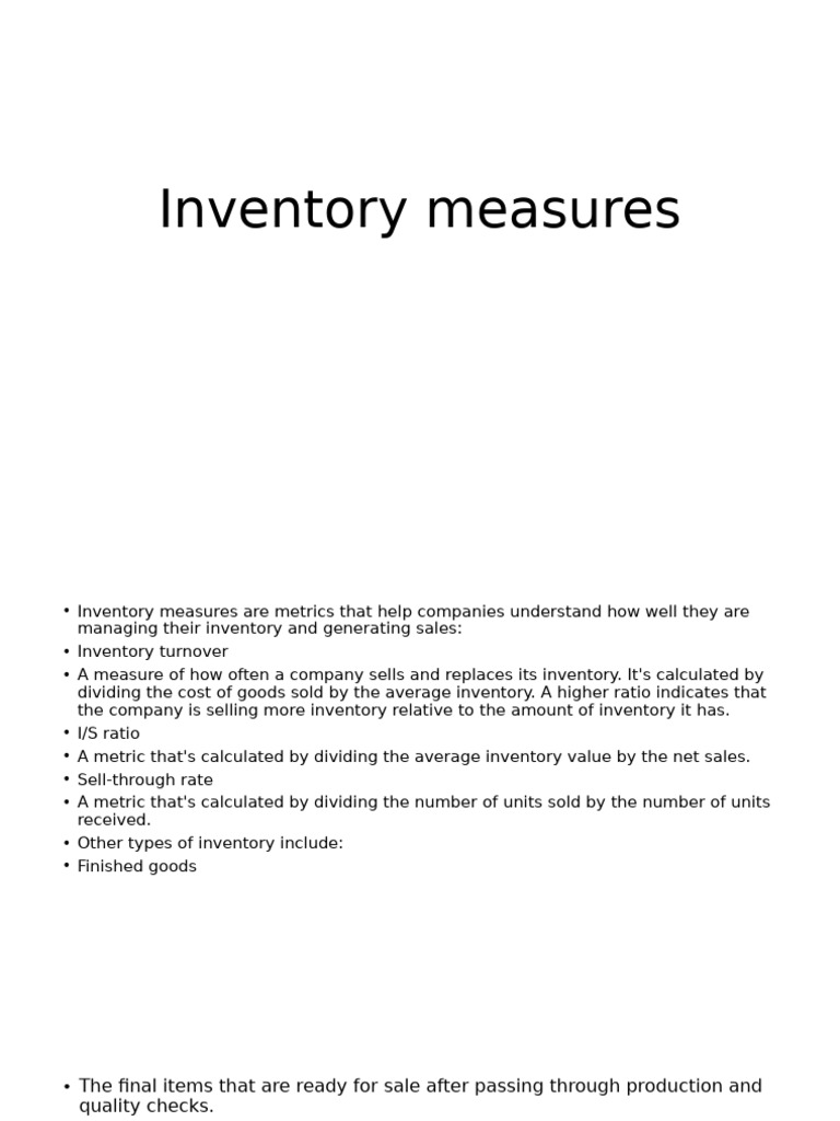 Inventory Measures | PDF | Inventory | Goods