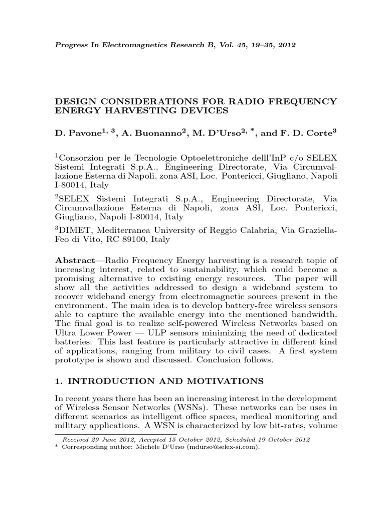 Design Considerations for Radio Frequency Energy Harvesting Devices ...