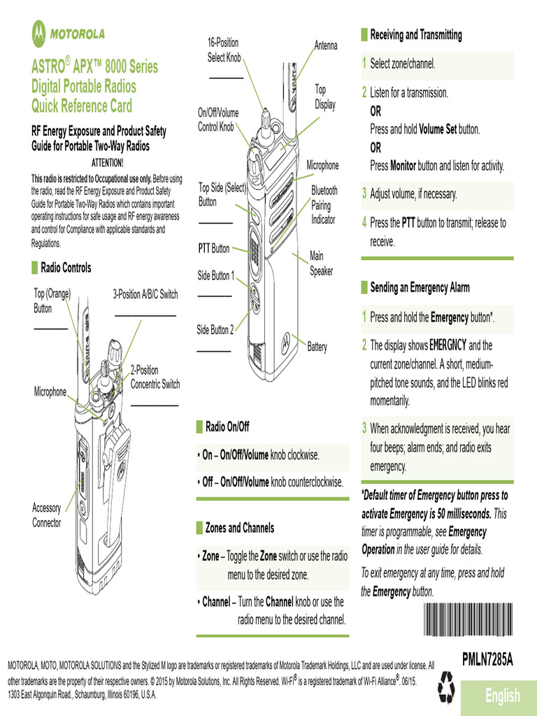 APX8000 Series Digital Portable Radios Quick Reference Card | PDF ...