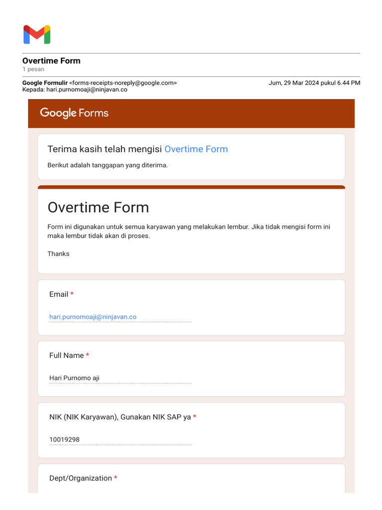 Gmail - Overtime Form | PDF
