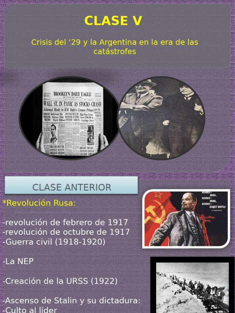 Clase V Crisis Del 29 y La Argentina en La Era de Las Catástrofes | PDF ...