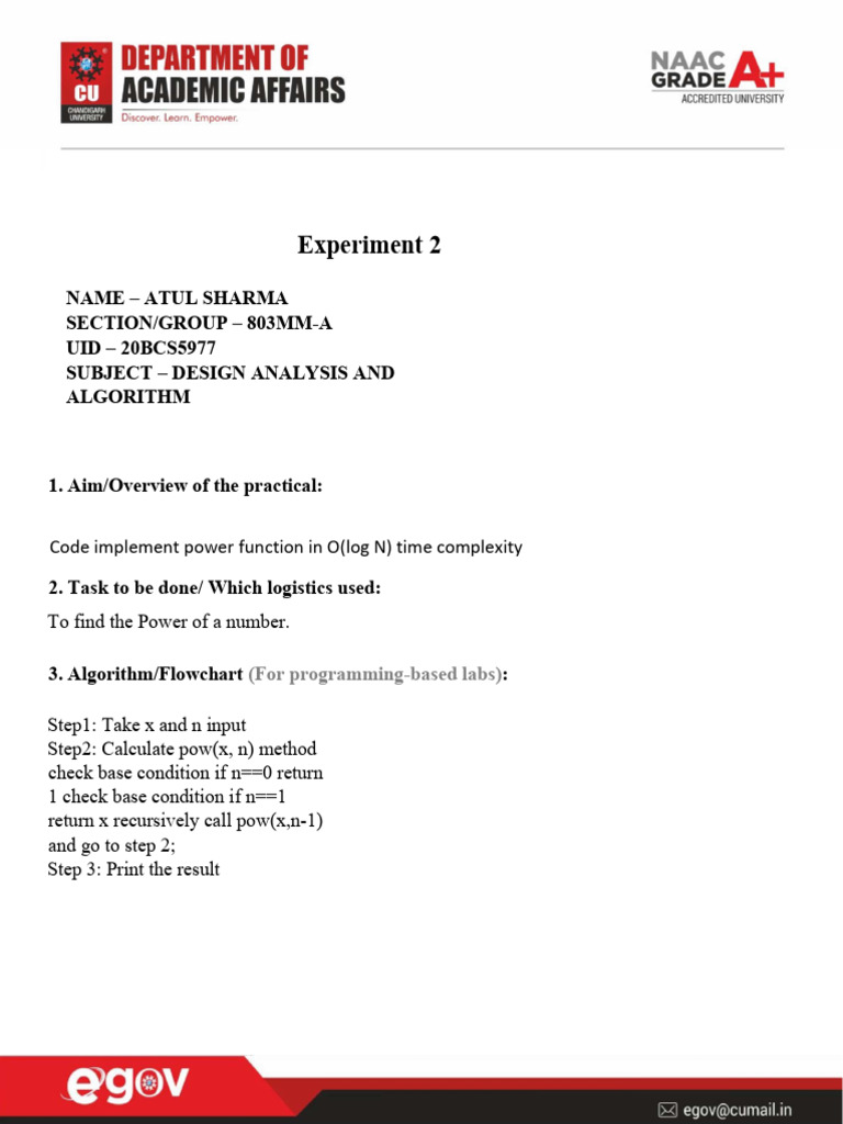 20BCS5977 - Daa Worksheet-2 | PDF