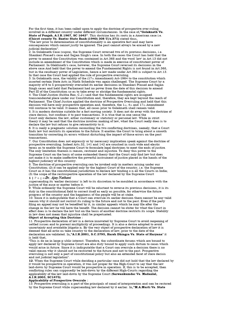 Prospective Overruling in Indian Law | PDF | Constitutional Law ...