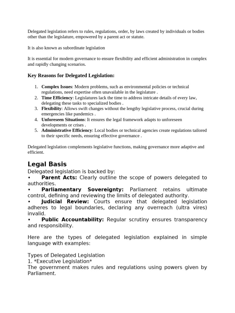 Delegated Legislation Refers to Rules | PDF | Governance | Judicial Review