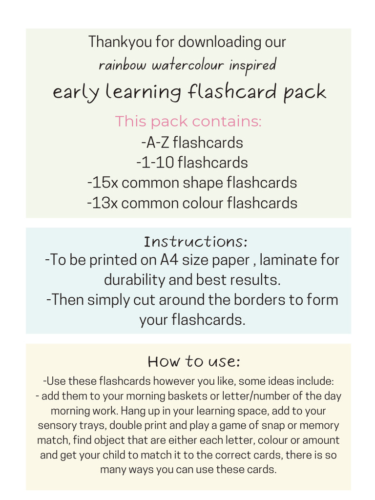 Early Learning Flashcard Pack DFY | PDF