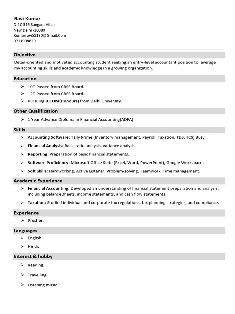 Naukri RaviKumar (Fresher) | PDF