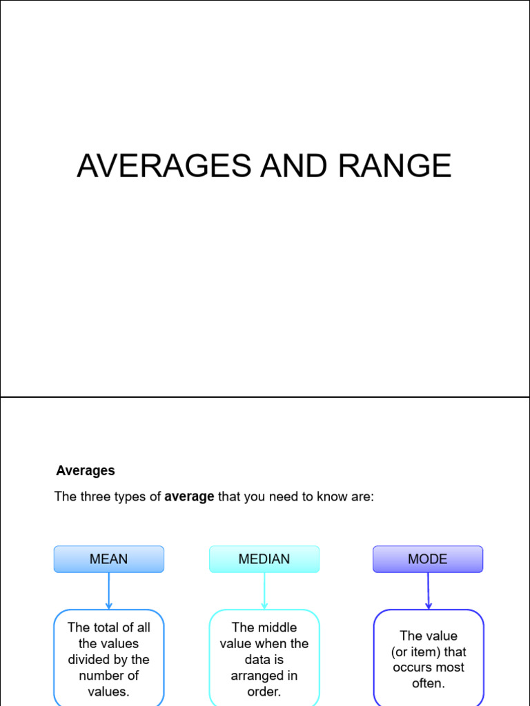 1. Average and range | PDF | Mean | Mode (Statistics)