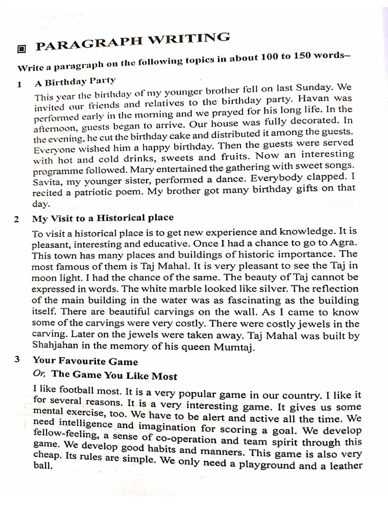 10 Paragraph Writing | PDF