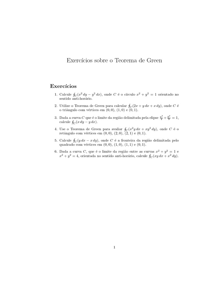 Cálculo III - Teorema de Green | PDF