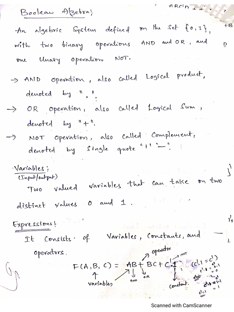 Boolean algebra 1 | PDF