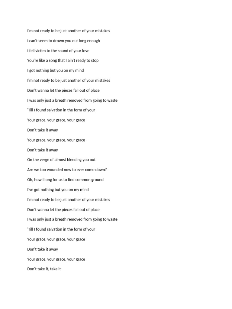 Lewis Capaldi Grace Lyrics | PDF
