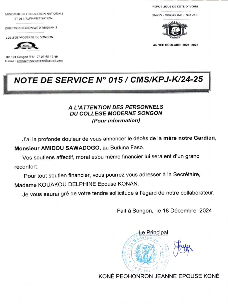 Note de Service | PDF
