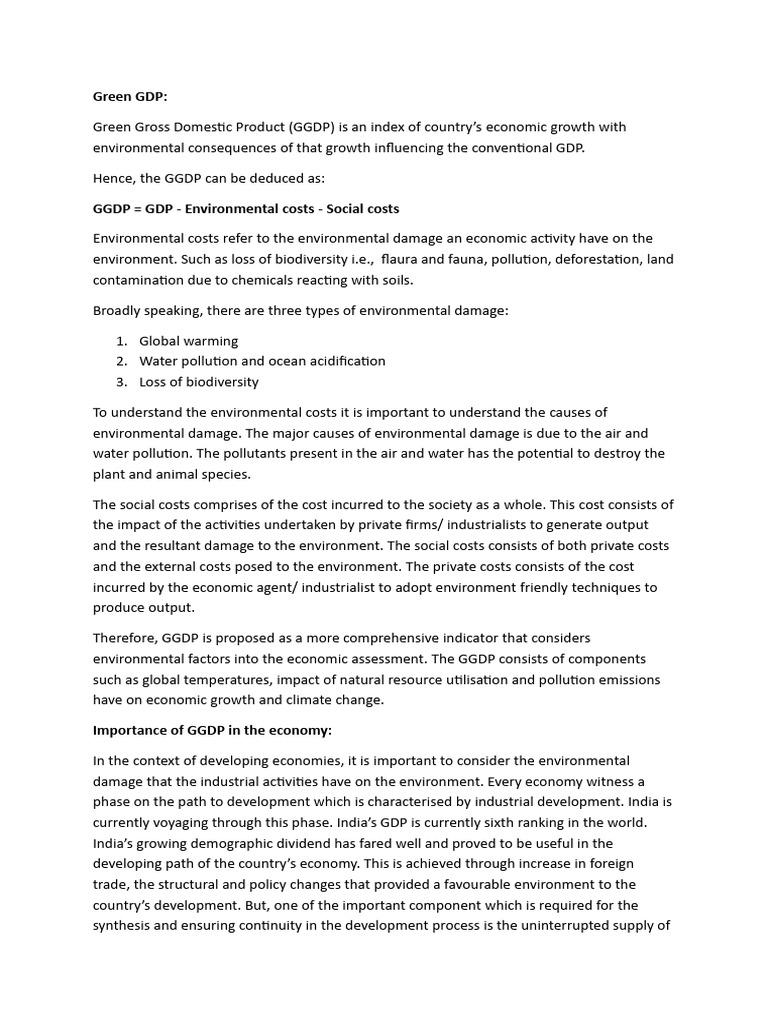 Green GDP | PDF | Environmental Degradation | Gross Domestic Product