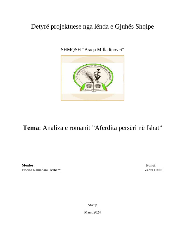 Analiza e Romanit "Afërdita Përsëri Në Fshat" | PDF